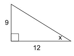 Given the lengths 9 and 12, find the value of angle x in the triangle ...