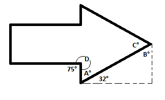 Calculate angles A-D on the direction arrow. | Homework.Study.com