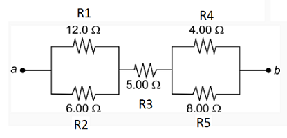 The figure below shows a combination of connected resistors between ...