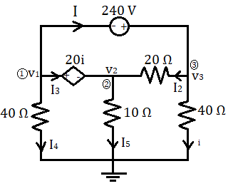 For the circuit in the figure, find v1 using the nodal analysis ...