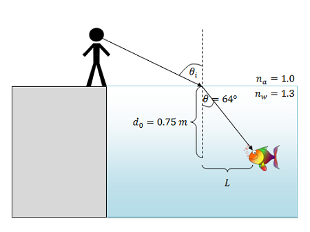 A fisherman spots a fish underneath the water. It appears that the fish ...