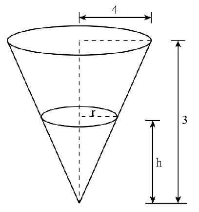 A water tank has the shape of a circular cone with a base radius of 4 m ...