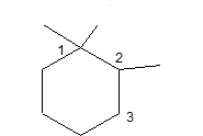 Draw the line angle structure for 1,1,2-trimethylcyclohexane ...