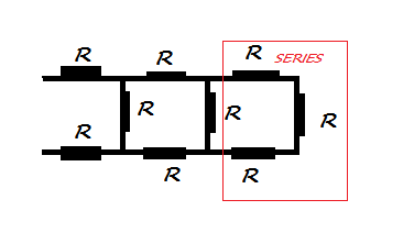 Determine the equivalent resistance of a "ladder" of nine equal 210-Ohm ...