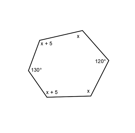 Find x (in degrees) in the following polygon. | Homework.Study.com