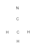 The skeleton of acetonitrile is shown here. Complete the structure by ...