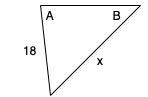 Consider the following triangle, where A = 73^{\circ}, \; B = 59^{\circ ...