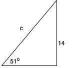 Consider the following right triangle. Determine the value of c ...