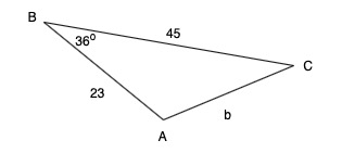 Find the length of side b in the following triangle. | Homework.Study.com