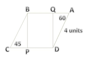 ABCD is a trapezoid with side DC parallel to side AB, AB= 4 units, AD ...