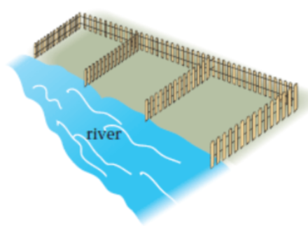 A farmer wants to make three identical rectangular enclosures along a ...