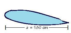 A cross-section of an airplane wing is shown. Measurements of the ...
