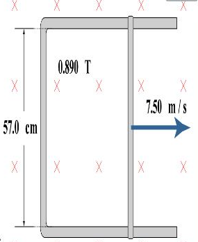 A wire of length 57.0 cm rests on top of two parallel wire rails ...