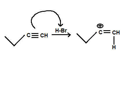Draw the major organic product from reaction of 1-butyne with 1 equiv ...