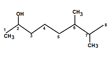 Write the name of alcohol 6,7-dimethyl octan-2-ol? [{Image src ...